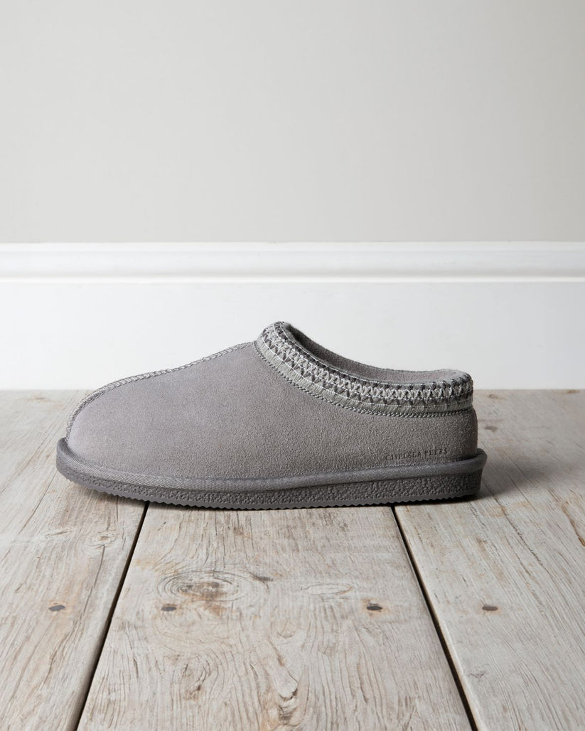 Suede Sheepskin Short Boot Slippers - Grey – Chelsea Peers