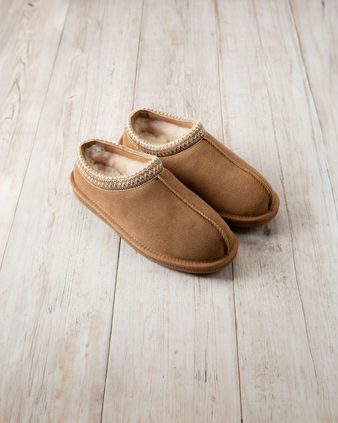 Suede Sheepskin Short Boot Slippers - Tan – Chelsea Peers