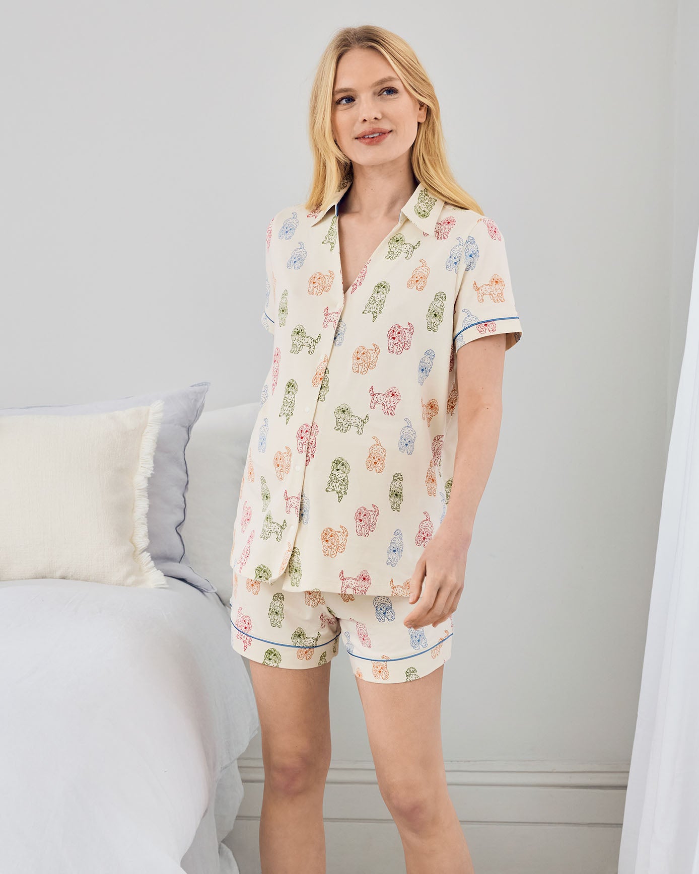 Maternity Organic Cotton Rainbow Cockapoo Print Short Pyjama Set ...